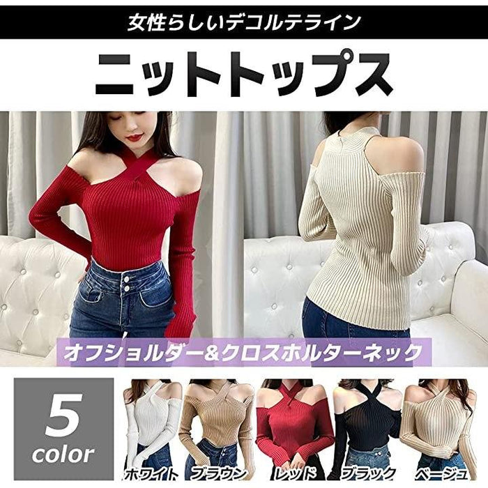 ニット レディース セクシー 長袖 セーター トップス オフ ニット レディース セクシー 長袖 セーター トップス オフ